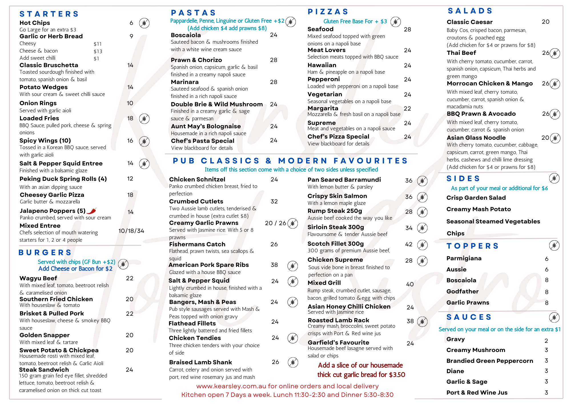 Kearsley Hotel Menu | Kearsley Hotel Bottle Shop